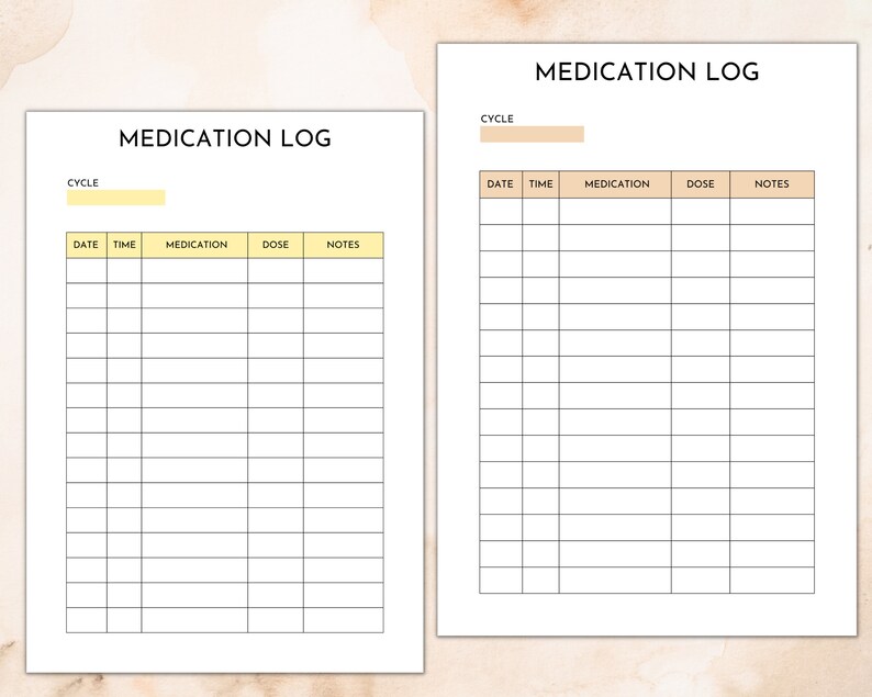 Editable and Printable Medication Log, Medicine Taker Tracker ...
