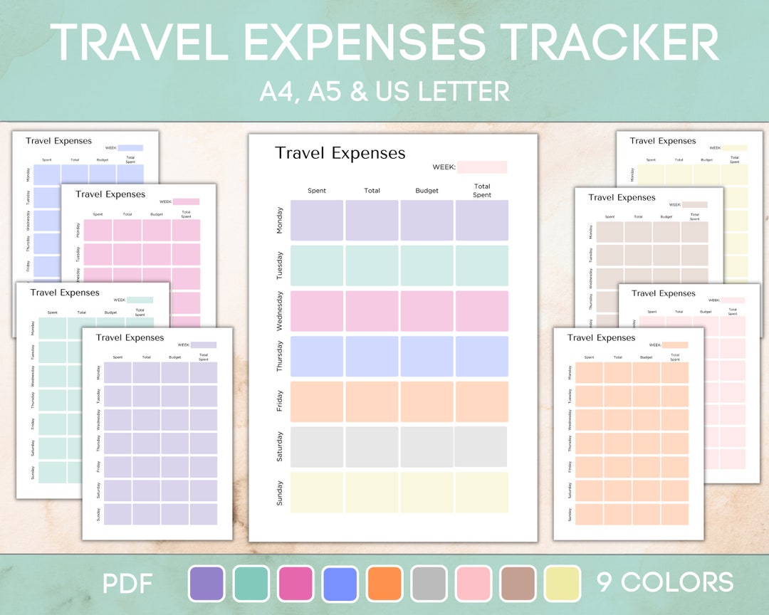 Travel Expenses Tracker Printable, Editable Vacation Price Log, Travel ...