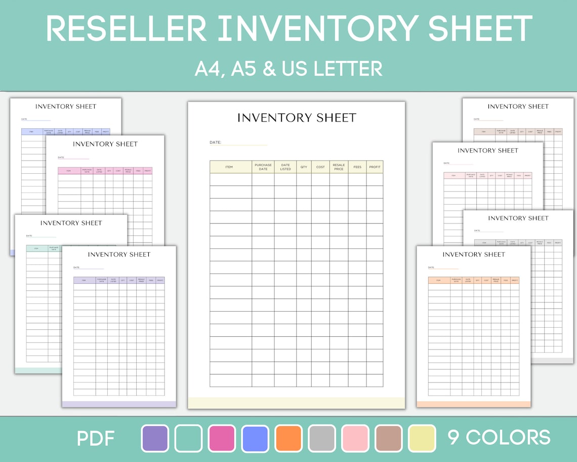 Printable Reseller Inventory Sheet, Editable Small Business Inventory ...