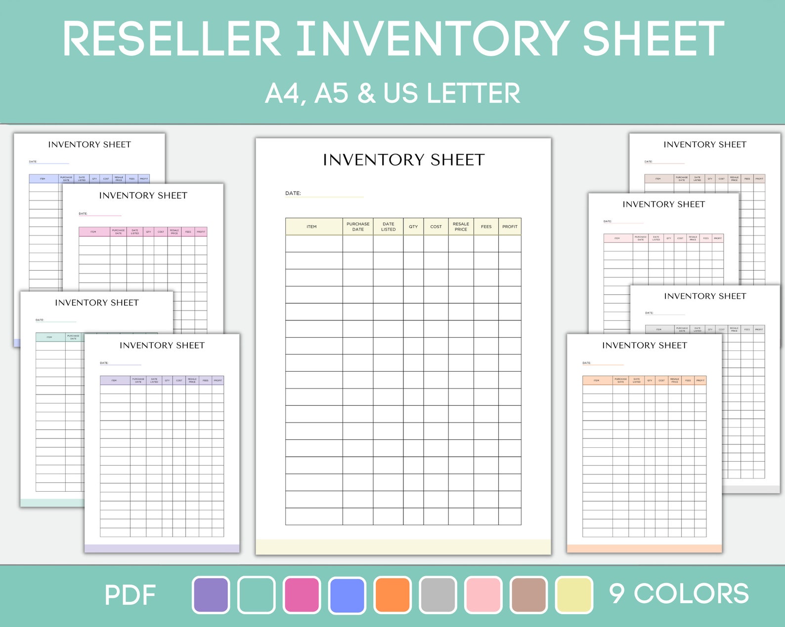 Printable Reseller Inventory Sheet, Editable Small Business Inventory ...