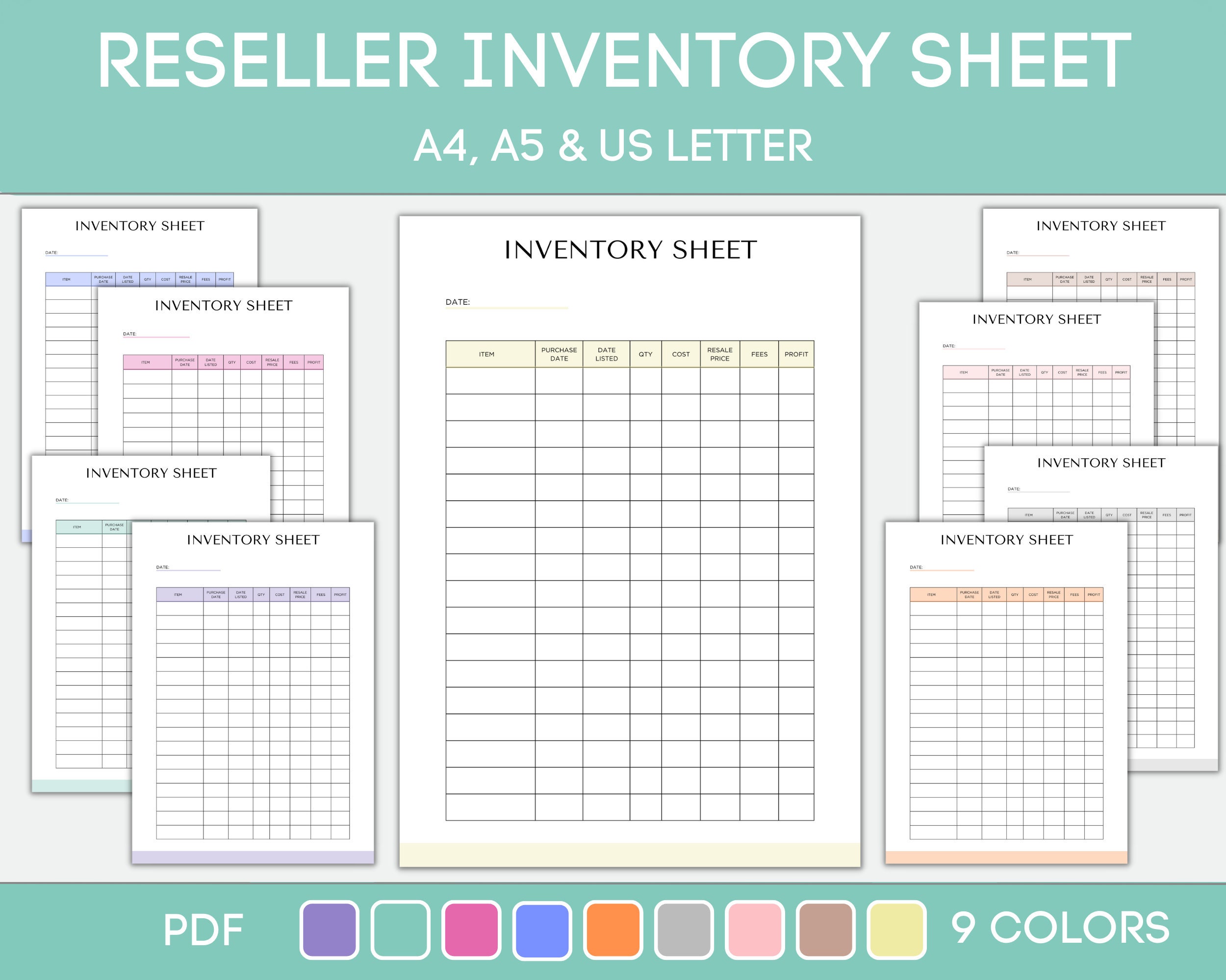 Printable Reseller Inventory Sheet, Editable Small Business Inventory ...