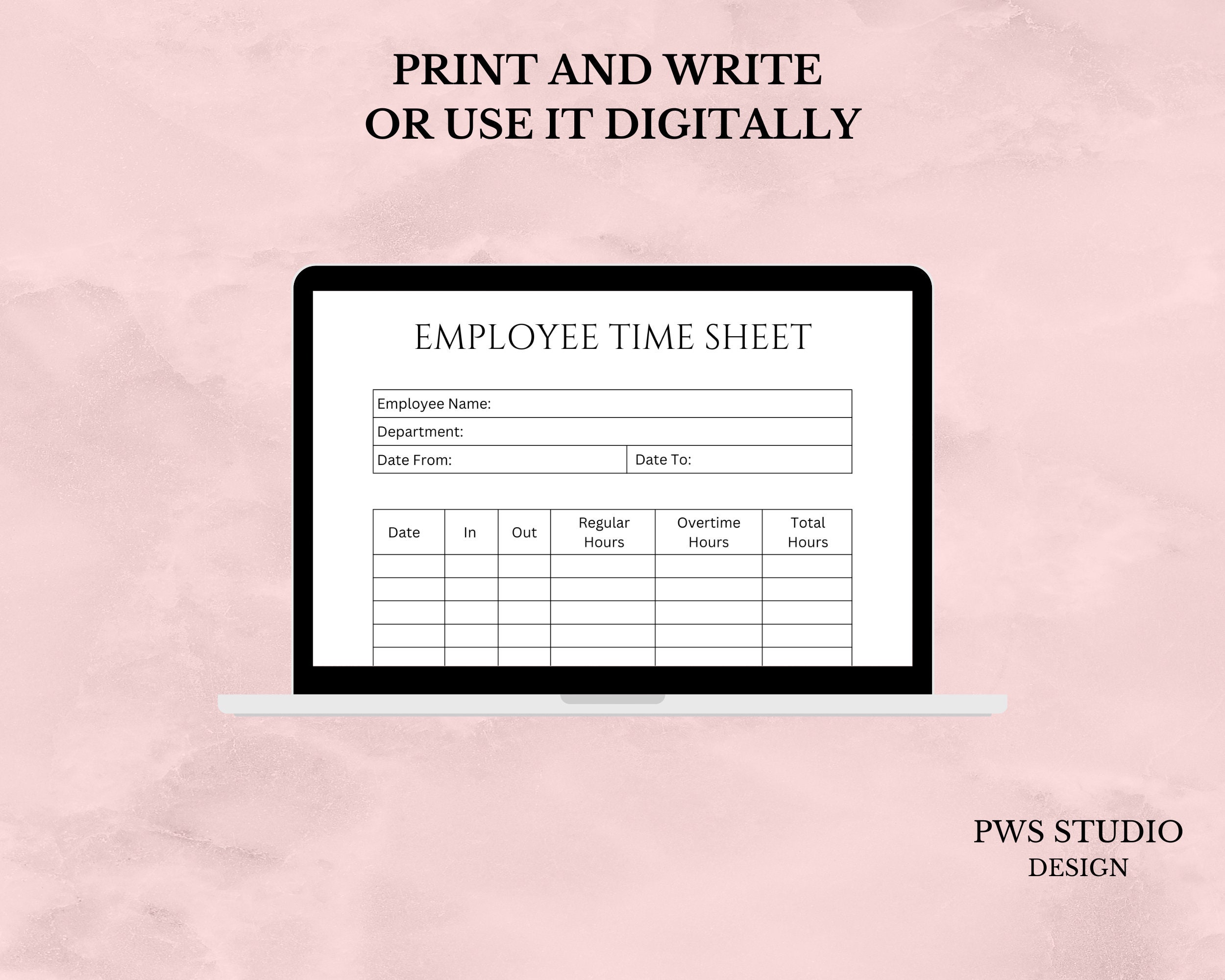 Employee Time Sheet Editable and Printable, Work Schedule Log ...