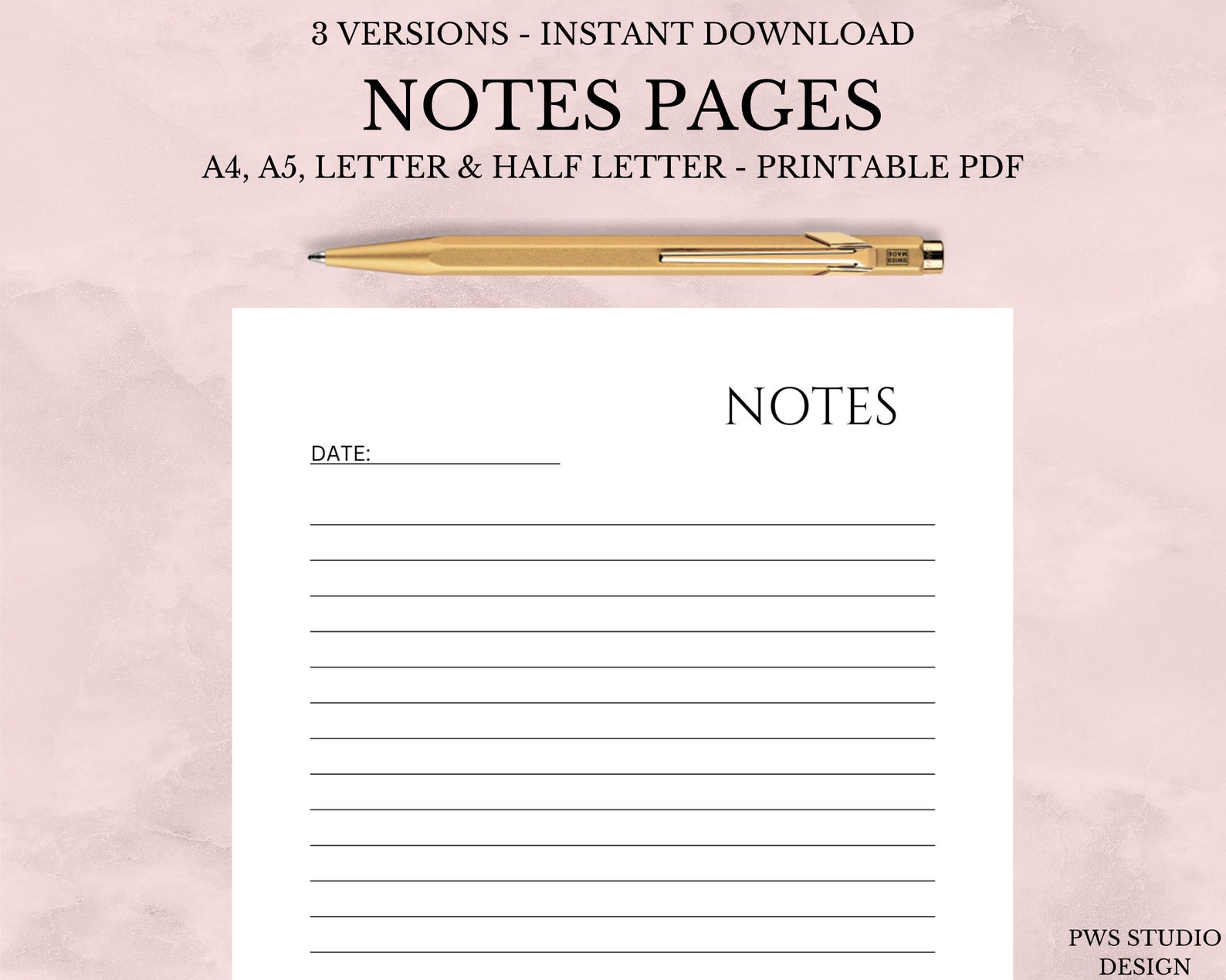 Notes Page Printable Lined Notes Template Note Taking - Etsy