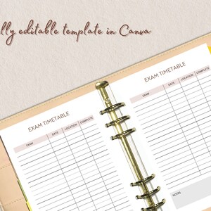 Exam Timetable Printable and Editable, Study Template, Student Log ...