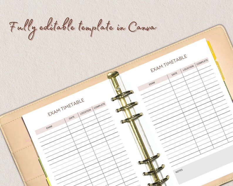 Exam Timetable Printable and Editable, Study Template, Student Log ...