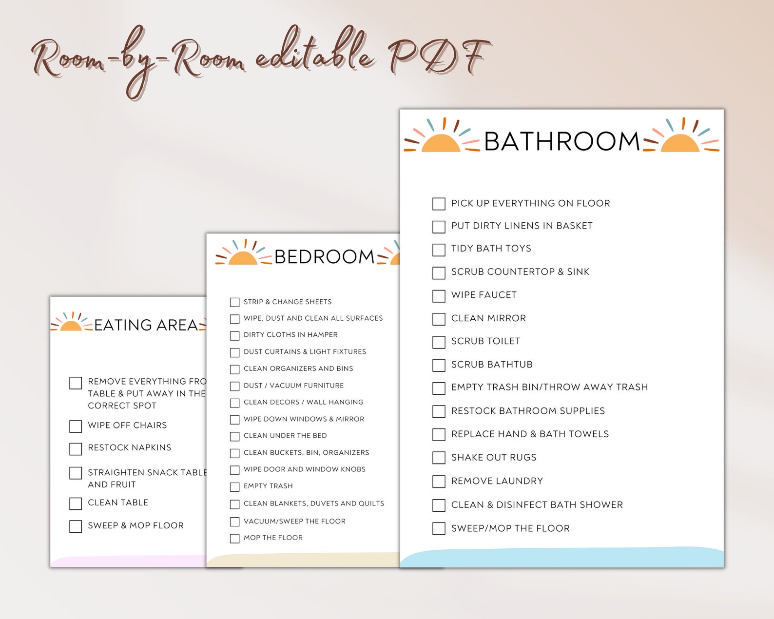 Editable and Printable Cleaning Card, Family Cleaning Cards, Room ...