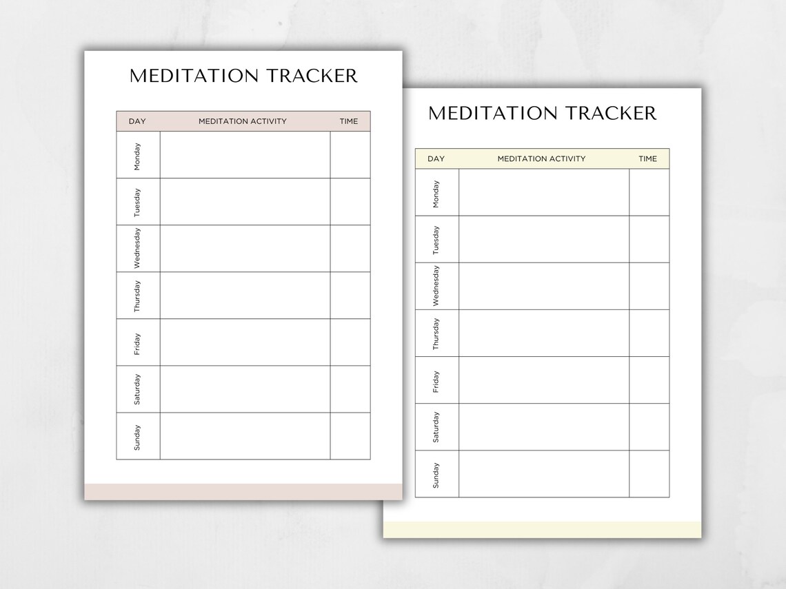 Printable Meditation Tracker, Editable Weekly Tracker, Mindset Sheet ...
