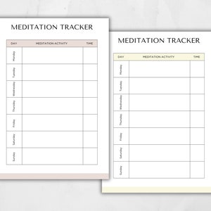 Printable Meditation Tracker, Editable Weekly Tracker, Mindset Sheet ...