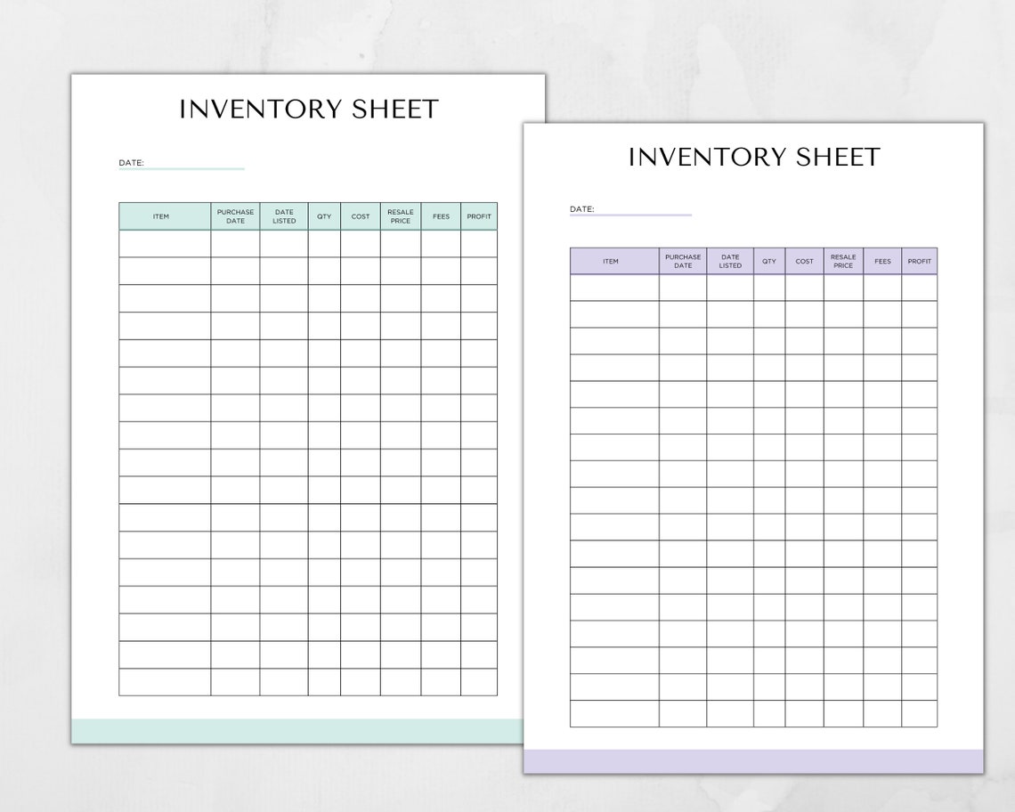 Printable Reseller Inventory Sheet, Editable Small Business Inventory ...