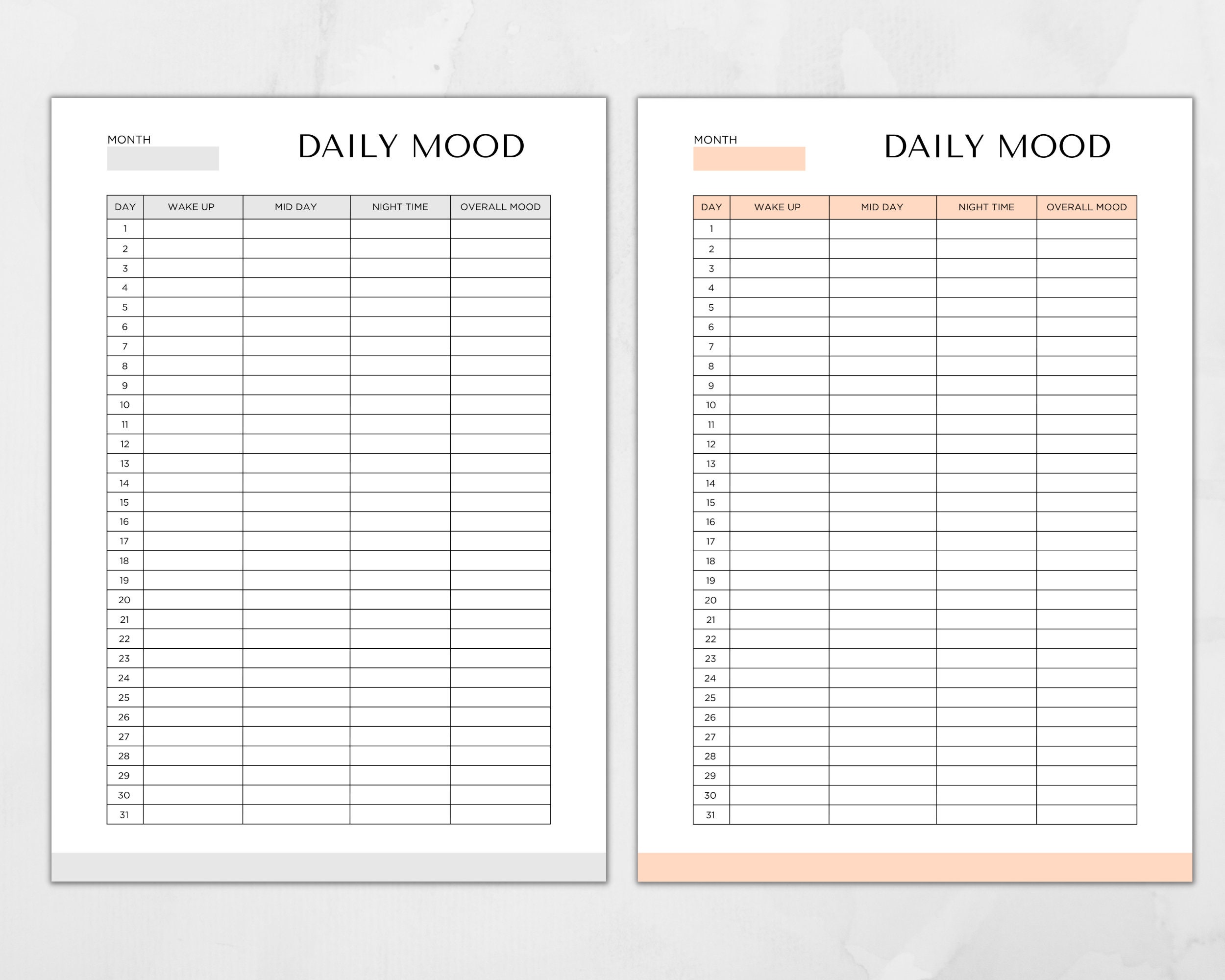 Monthly Mood Tracker Printable, Daily Mood Tracking, Editable ...