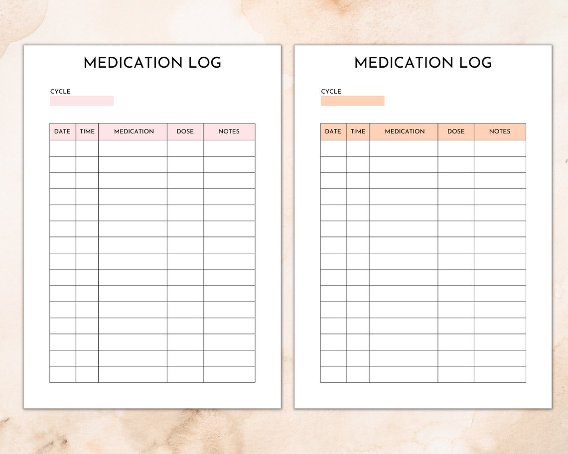 Editable and Printable Medication Log, Medicine Taker Tracker ...