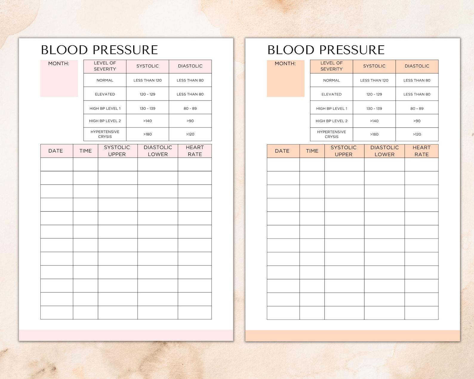 Blood Pressure Log Printable, Editable Blood Pressure Tracker, Medical ...