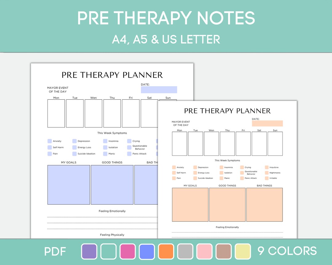 Printable Pre Therapy Notes, Editable Session Planner, Therapy Tool ...