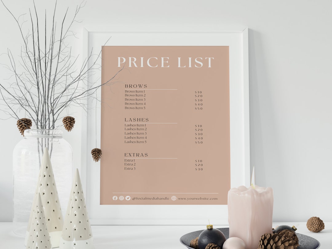 Boho Price List Template Small Business Price List Editable Price Sheet ...