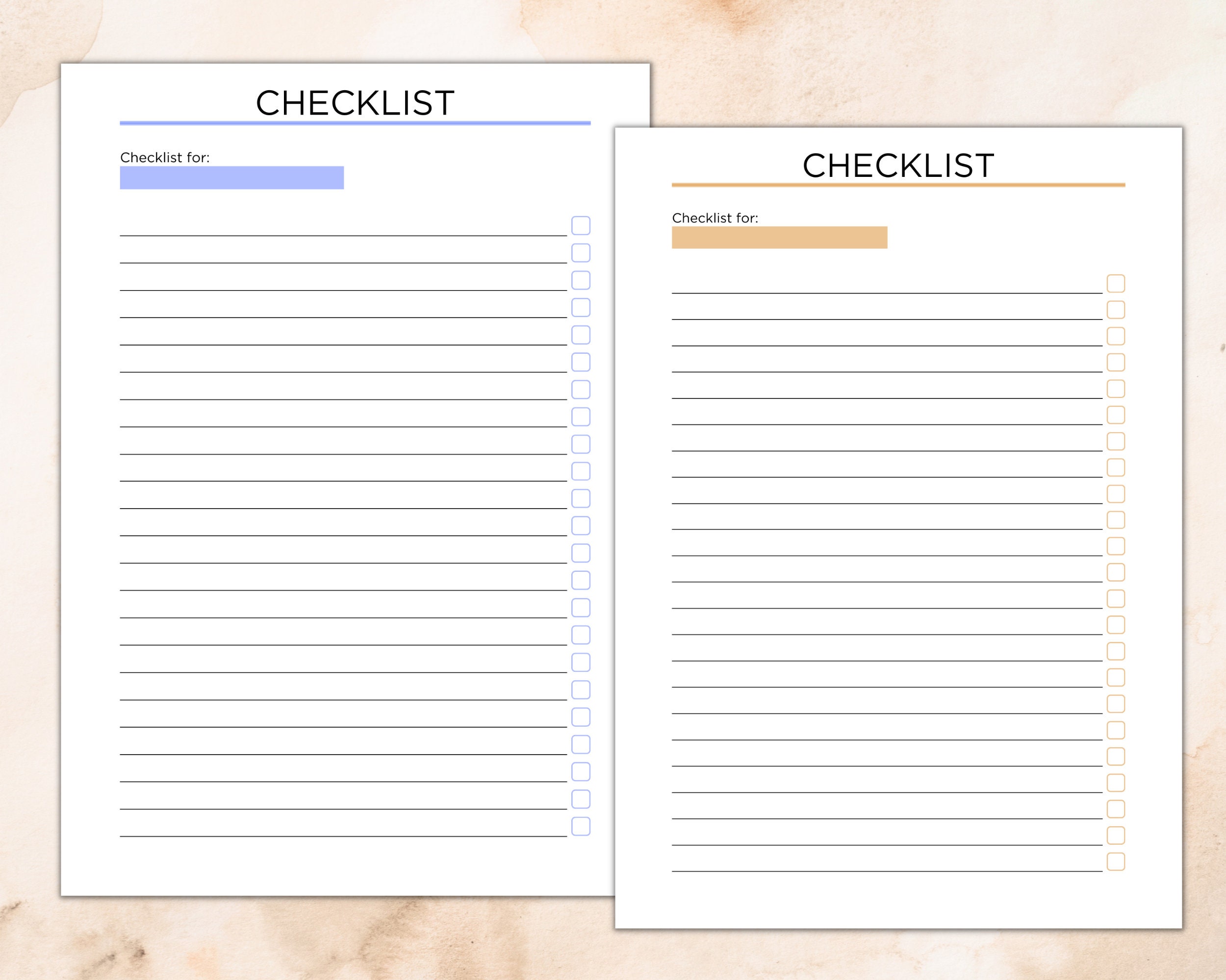 Editable and Printable Blank Checklist, Fillable Checklist for Daily ...