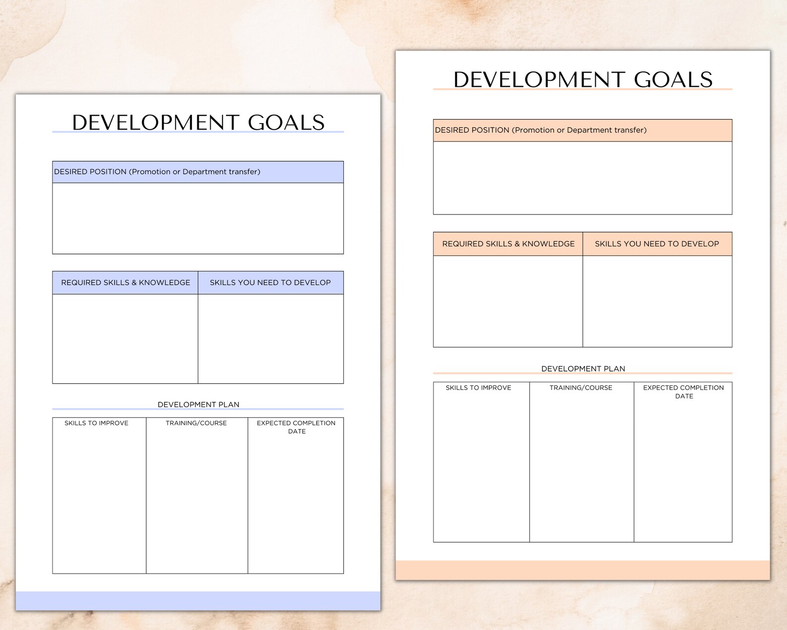 Development Goals Template, Printable, Editable Career Growth Sheet ...