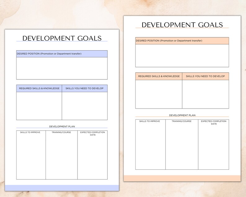 Development Goals Template, Printable, Editable Career Growth Sheet ...