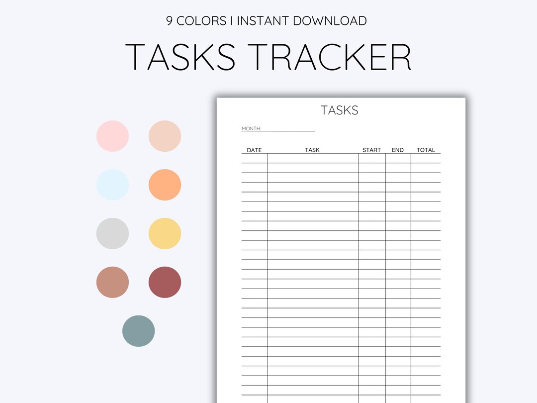 Task Time Tracker Template, Printable Productivity Tool, Time ...