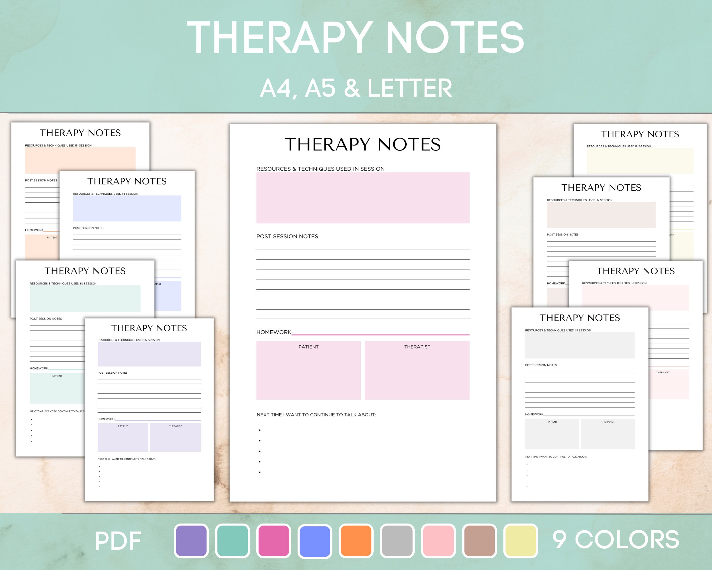 Therapist Notes, Therapy Worksheet, Mental Health Notes, Therapy Log ...