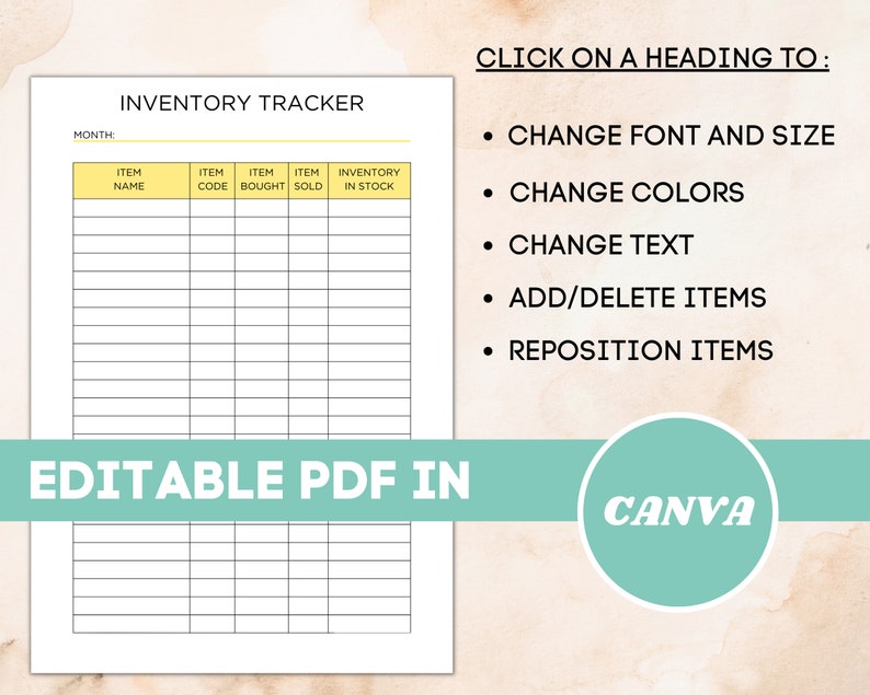 Inventory Tracker Printable, Inventory Management Form, Inventory Sheet ...