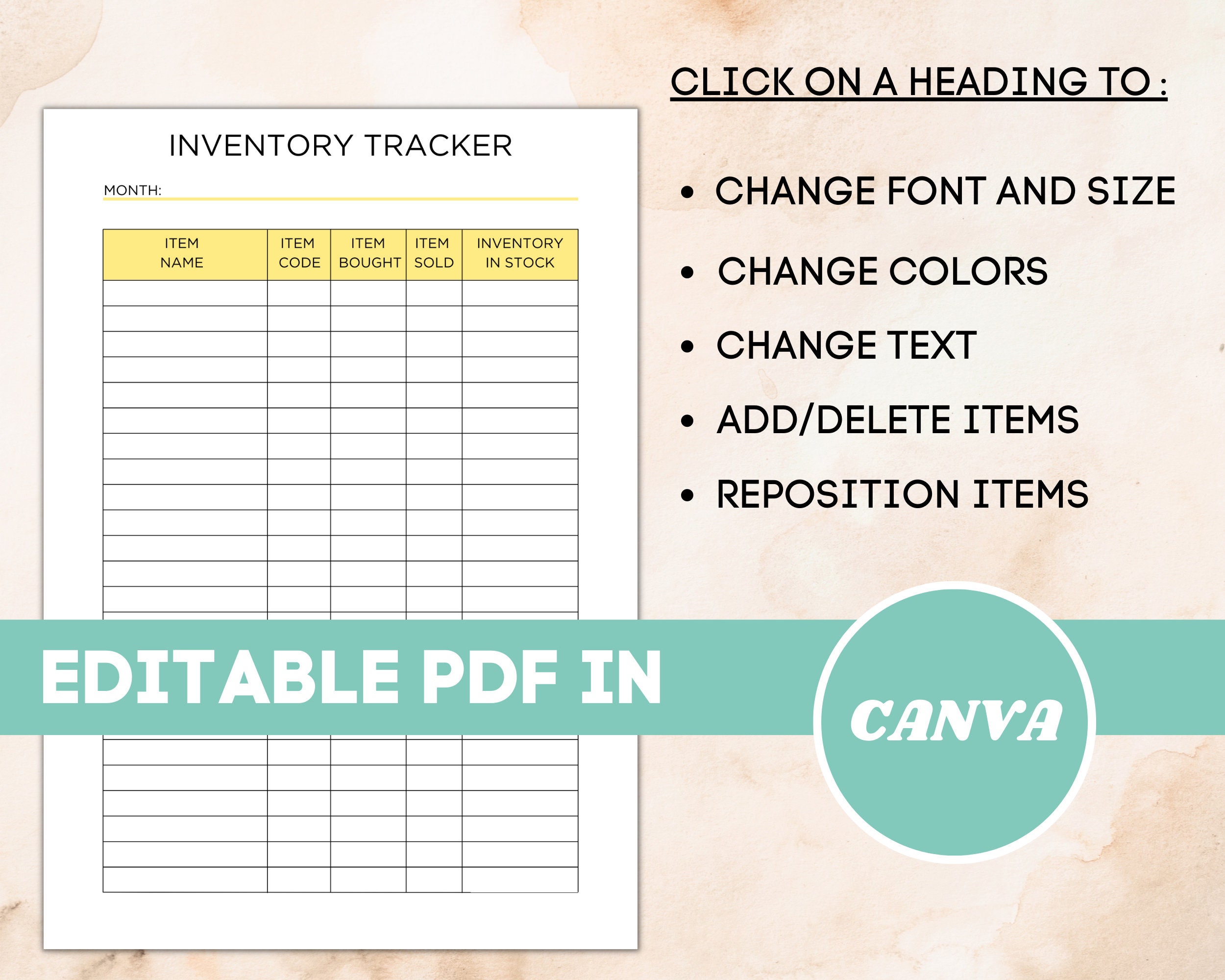 Inventory Tracker Printable, Inventory Management Form, Inventory Sheet ...