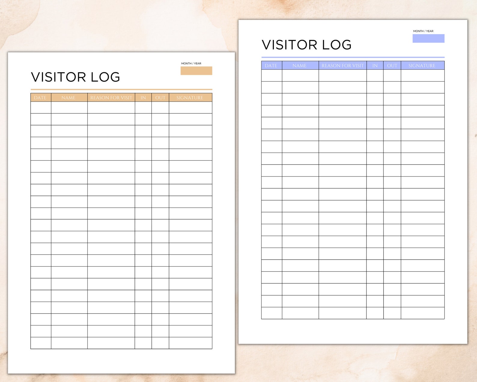 Printable Visitor Log, Visitor Sign in / Sign Out Sheet, Visitor ...