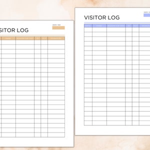 Printable Visitor Log, Visitor Sign in / Sign Out Sheet, Visitor ...