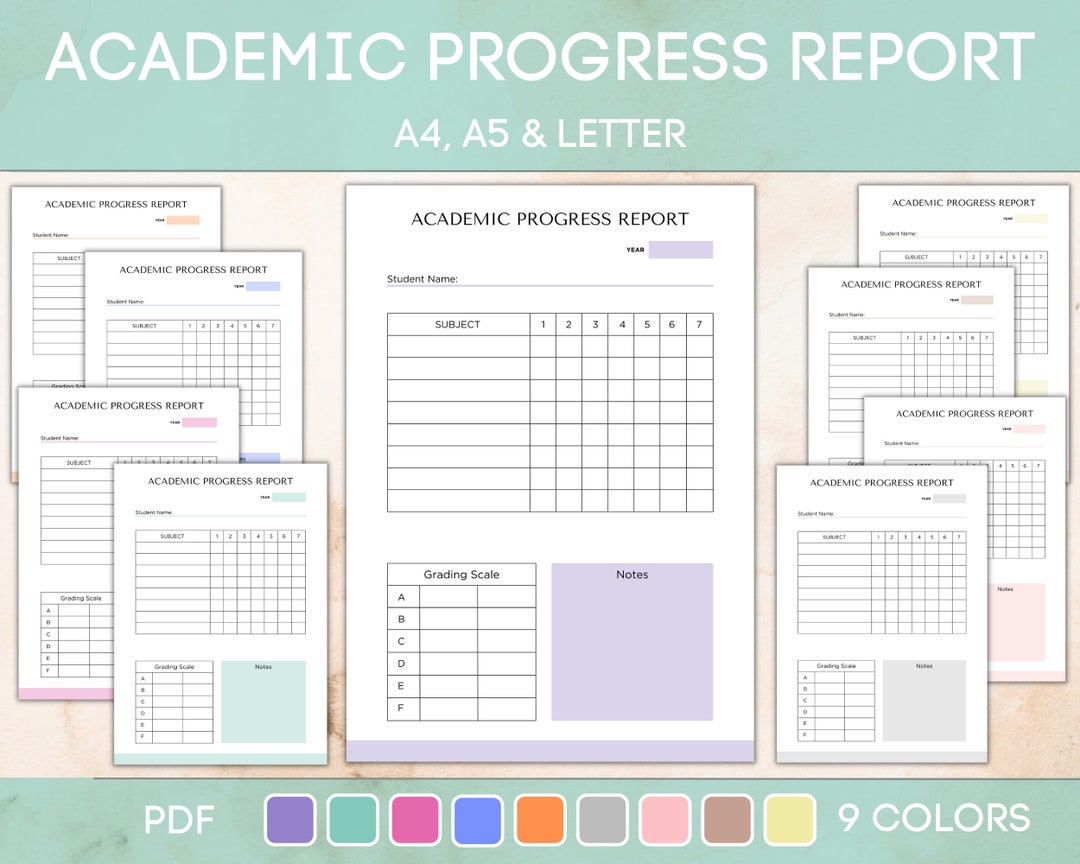 Homeschool Report Card, Printable Progress Report, Home School Academic ...