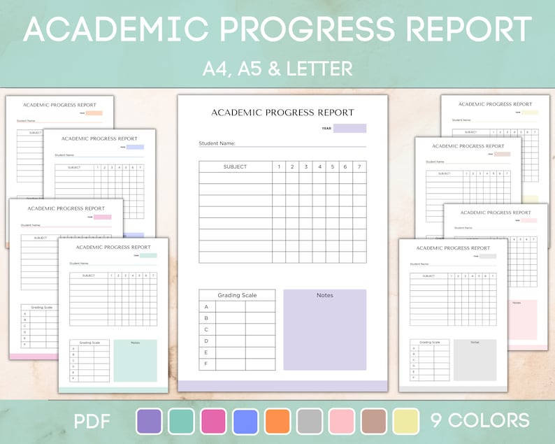 Homeschool Report Card, Printable Progress Report, Home School Academic ...