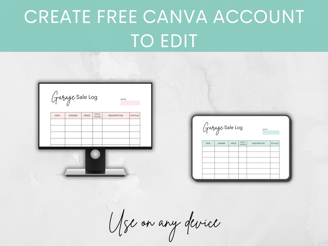 Printable Garage Sale Log, Editable Yard Sale Template, Garage Sale ...