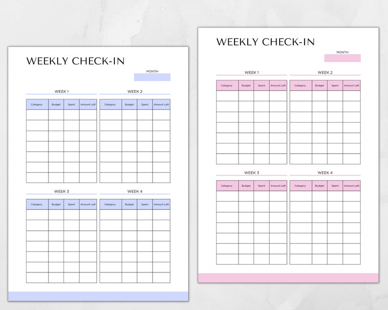 Printable Weekly Check-in Tracker, Editable, Weekly Check-in Planner ...
