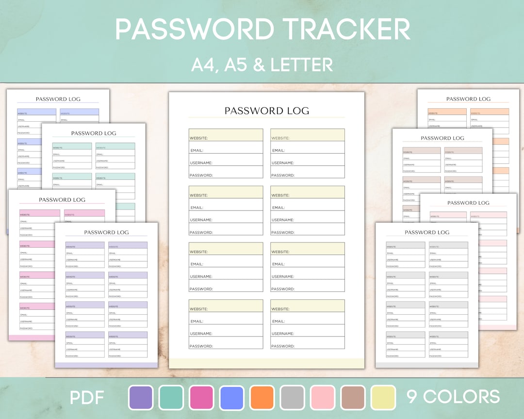 Password Tracker Printable, Editable Password Log, Password Keeper ...