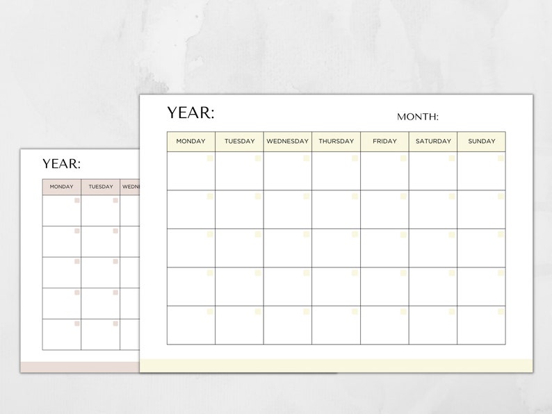 Printable Blank Calendar Template, Editable Calendar, Monthly Calendar ...