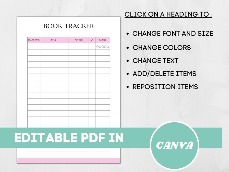 Printable Book Tracker Template, Reading List, Book Worm Checklist ...