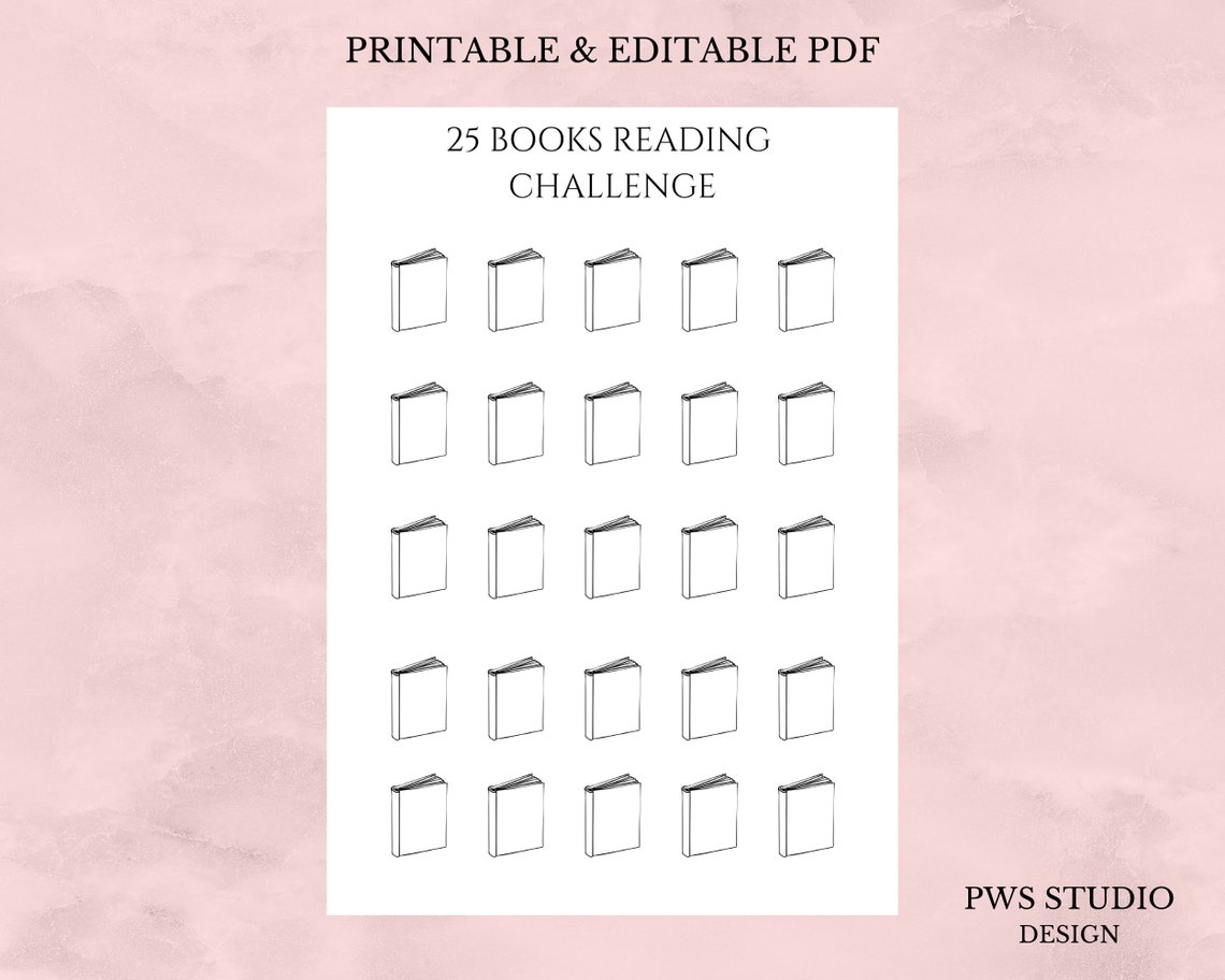 Printable Reading Challenge, 10 25 50 100 Books Challenge, Reading ...