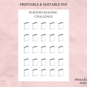 Printable Reading Challenge, 10 25 50 100 Books Challenge, Reading ...