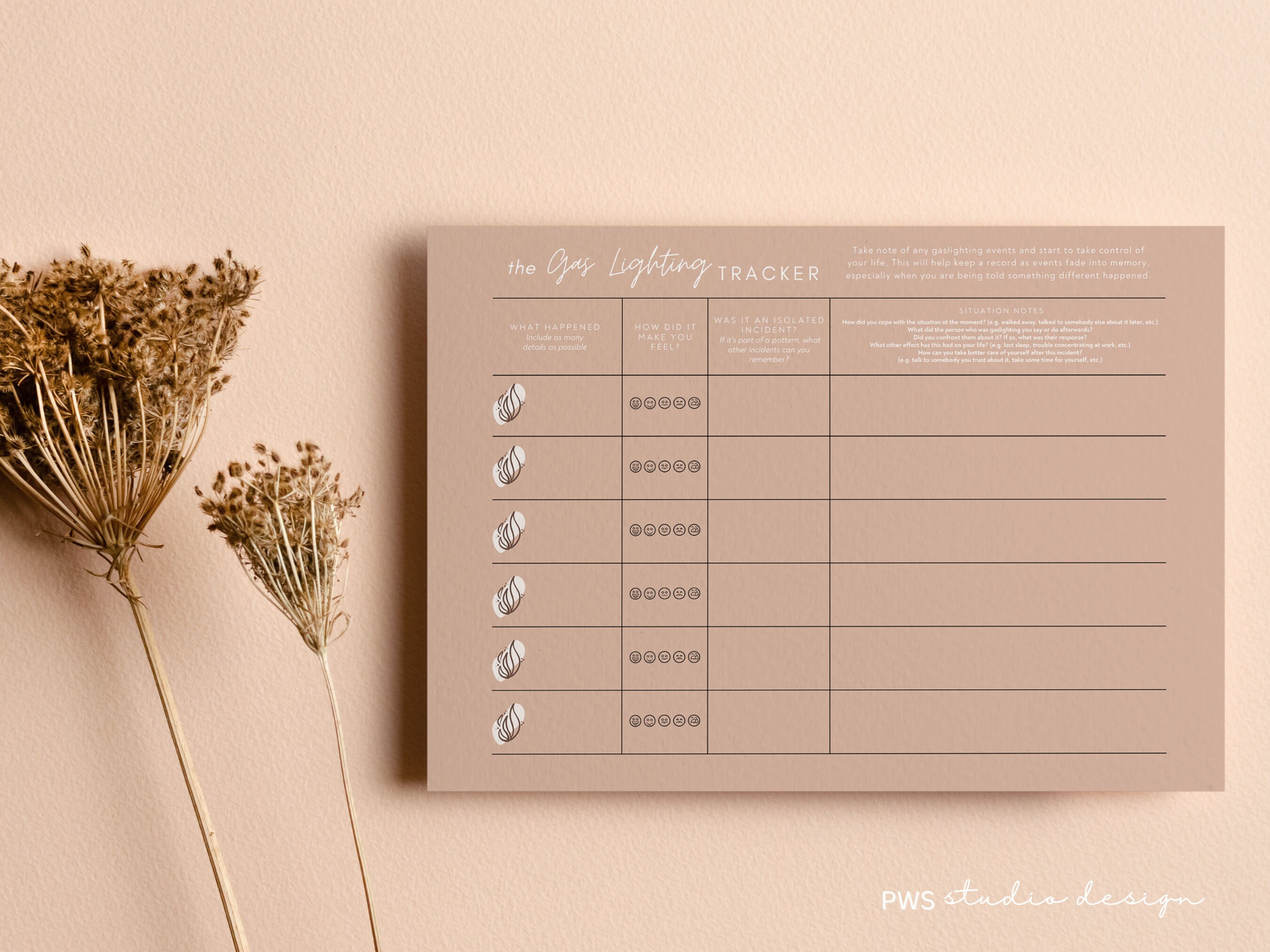 Printable Gaslighting Tracker Editable Template Gaslighting Worksheet ...
