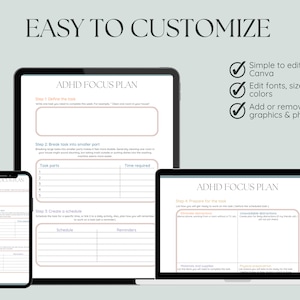 ADHD Focus Plan Worksheets Focus Daily Plan Goal Planner Therapy Focus ...