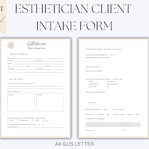 Esthetician Client Intake Form Beauty Salon Business Form Client Intake ...