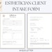 Esthetician Client Intake Form Beauty Salon Business Form Client Intake ...
