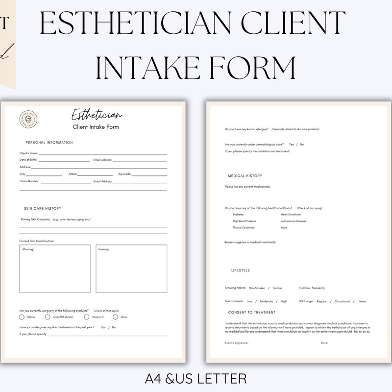 Esthetician Forms - Etsy