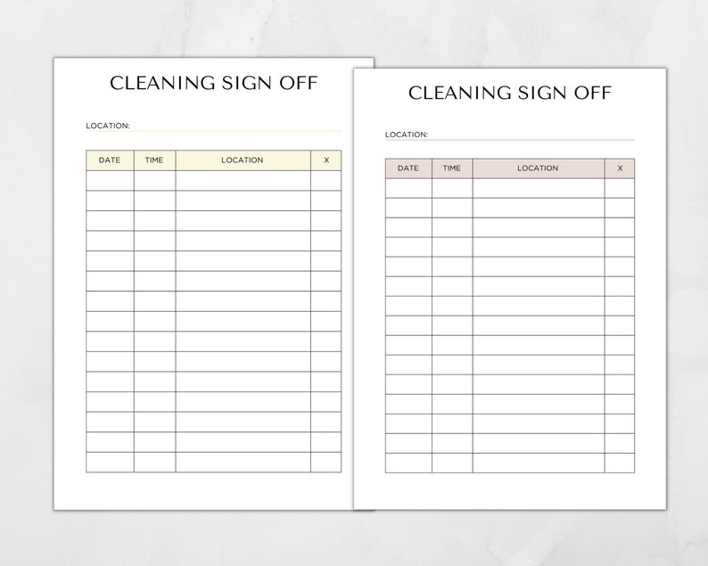Printable Cleaning Sign off Sheet, Restroom Cleaning, Bathroom Cleaner ...