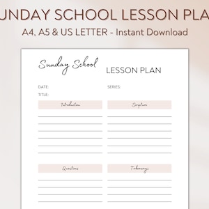 Sunday School Lesson Plan Printable, Sunday School Teacher Planner ...