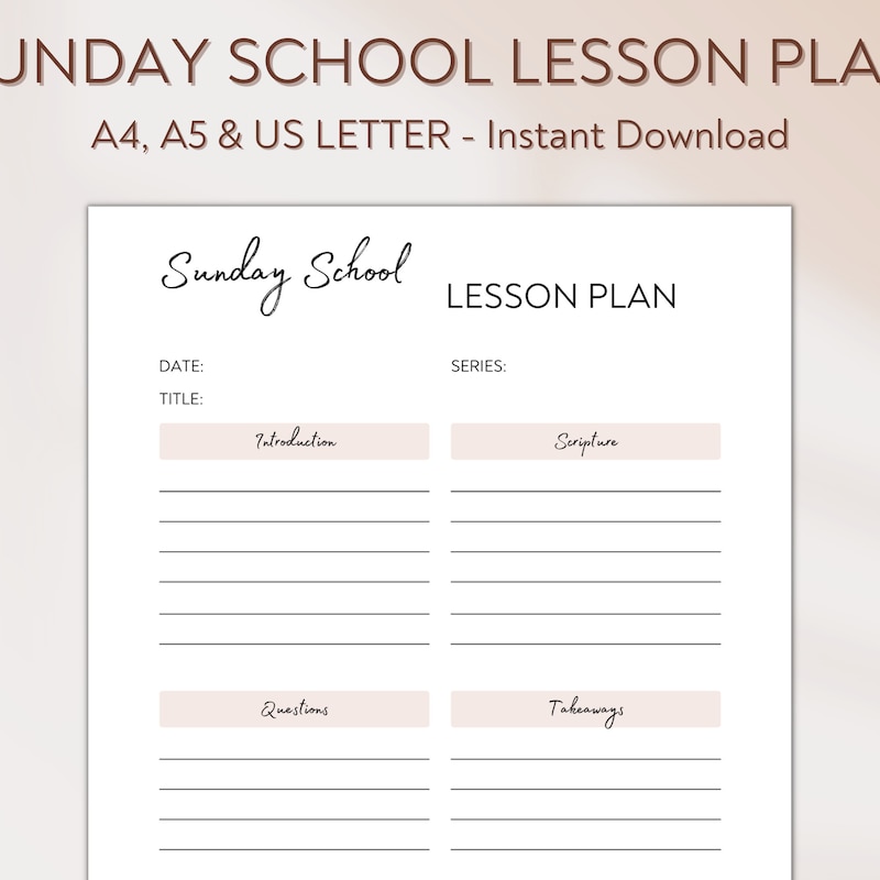 Church Lesson Plan - Etsy