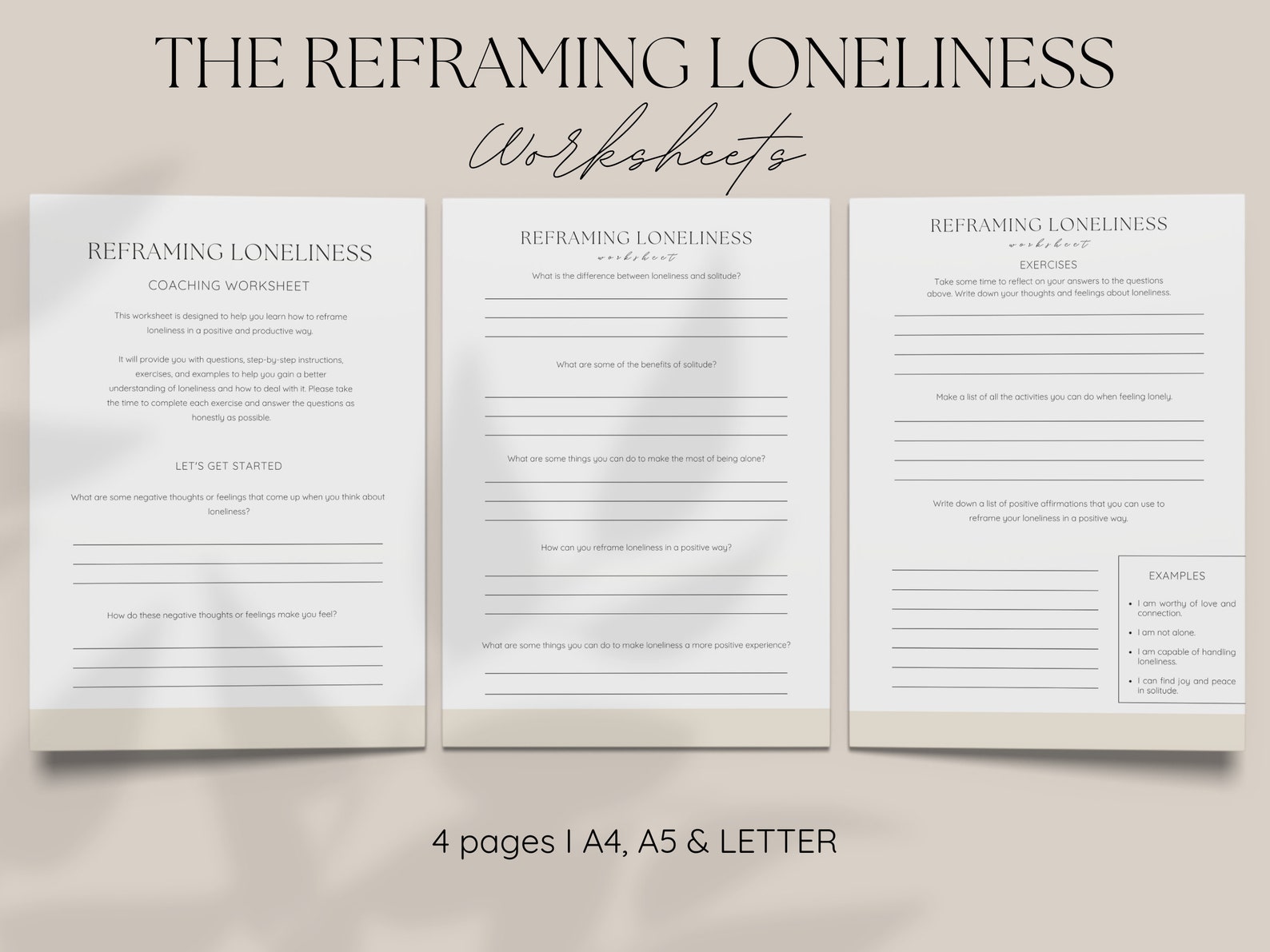 Reframing Loneliness Worksheets Done for You Course Brandable Coaching ...