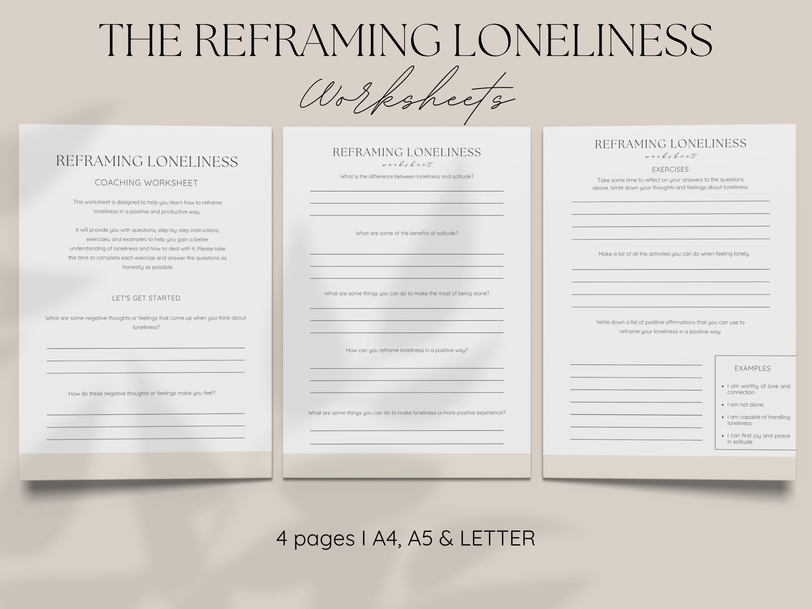 Reframing Loneliness Worksheets Done for You Course Brandable Coaching ...