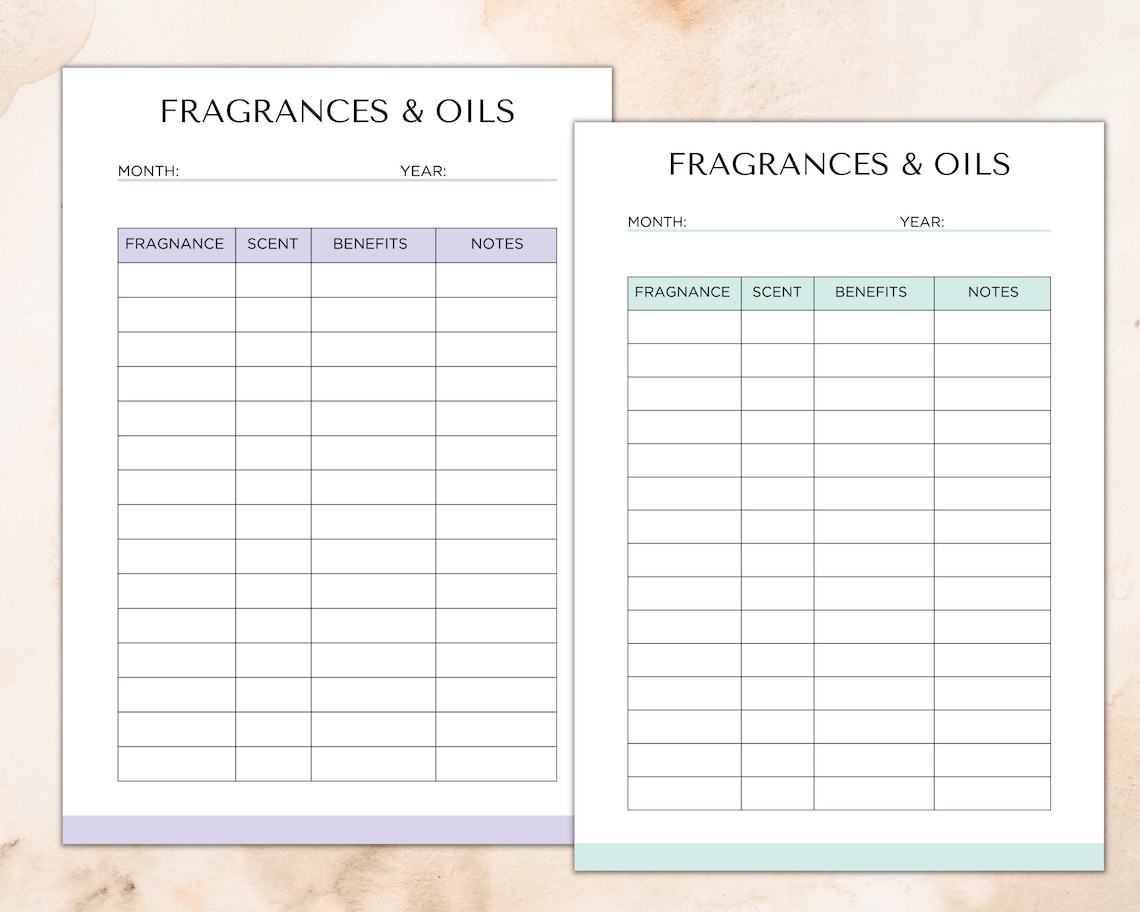 Fragrance and Oil Tracking Form, Printable DIY Candle Maker Soap, Maker ...
