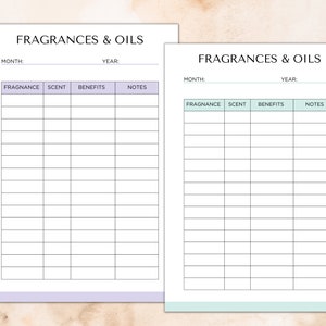 Fragrance and Oil Tracking Form, Printable DIY Candle Maker Soap, Maker ...