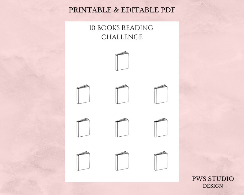 Printable Reading Challenge 10 25 50 100 Books Challenge - Etsy