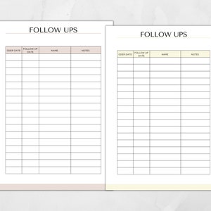 Printable Follow up Tracker, Editable Customer Tracker, Small Business ...